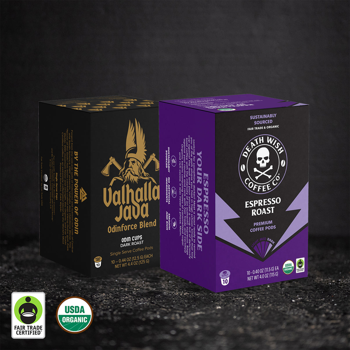 Espresso Roast + Valhalla Java Single-Serve Pod Bundle – Death Wish Coffee